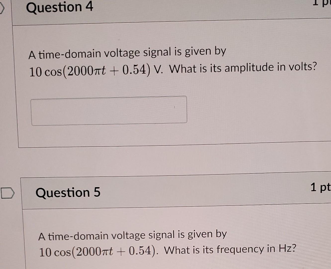 Solved A time-domain voltage signal is given by | Chegg.com