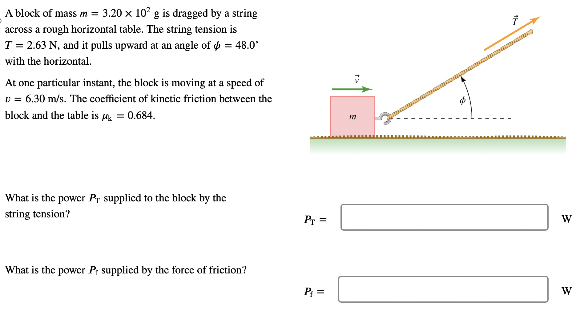 Solved A block of mass m=3.20×102g ﻿is dragged by a | Chegg.com