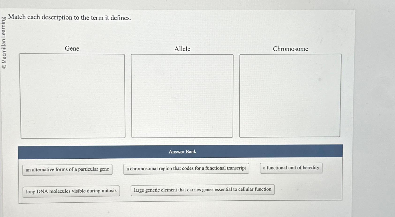 Solved Match each description to the term it | Chegg.com