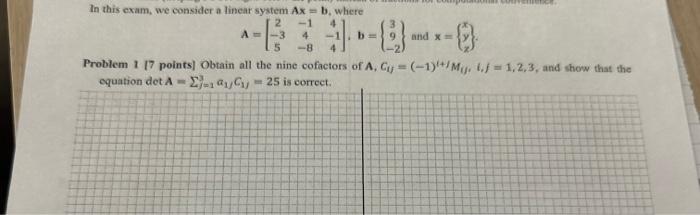 Solved In this exam, we consider a linear system Ax=b, where | Chegg.com