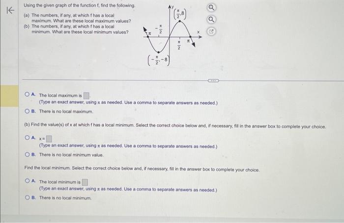 Solved Using the given graph of the function f, find the | Chegg.com