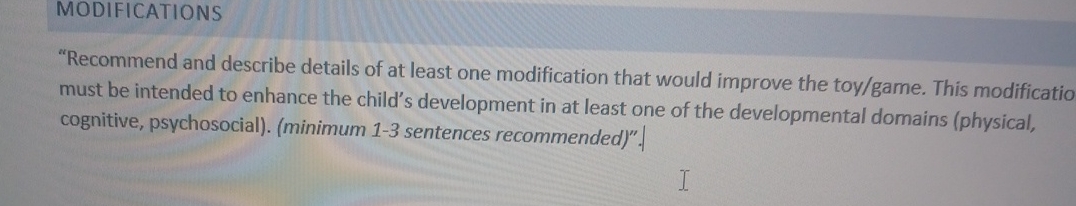 Solved MODIFICATIONS"Recommend and describe details of at | Chegg.com