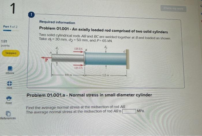 Solved Required information Problem 01.001 - An axially | Chegg.com