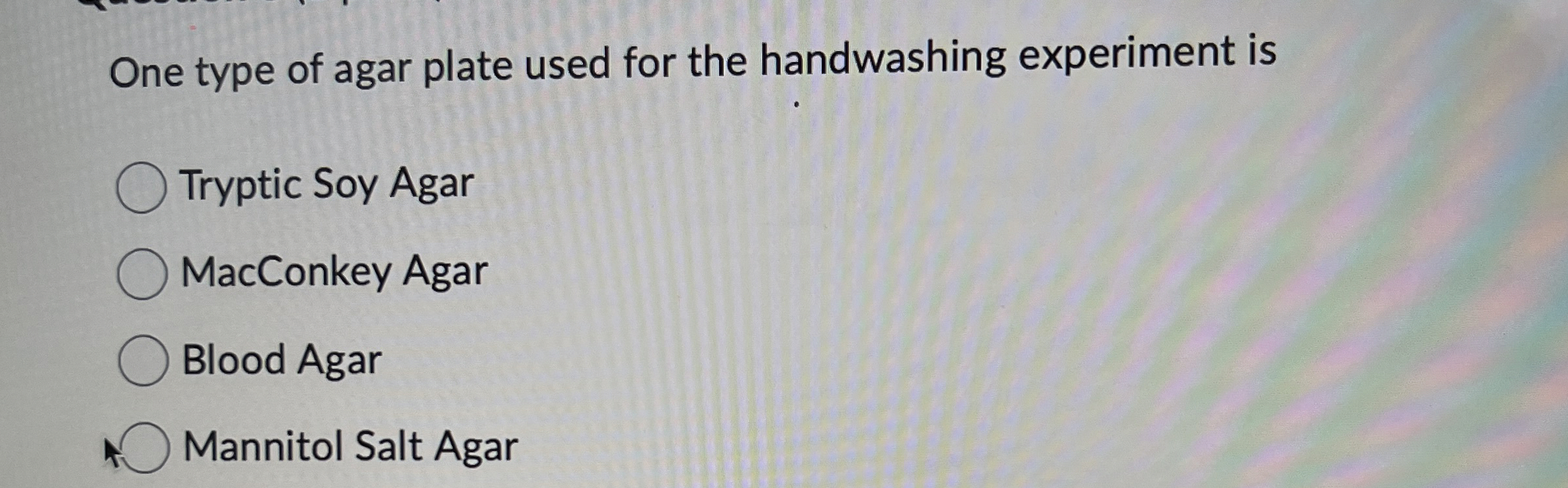 Solved One type of agar plate used for the handwashing | Chegg.com