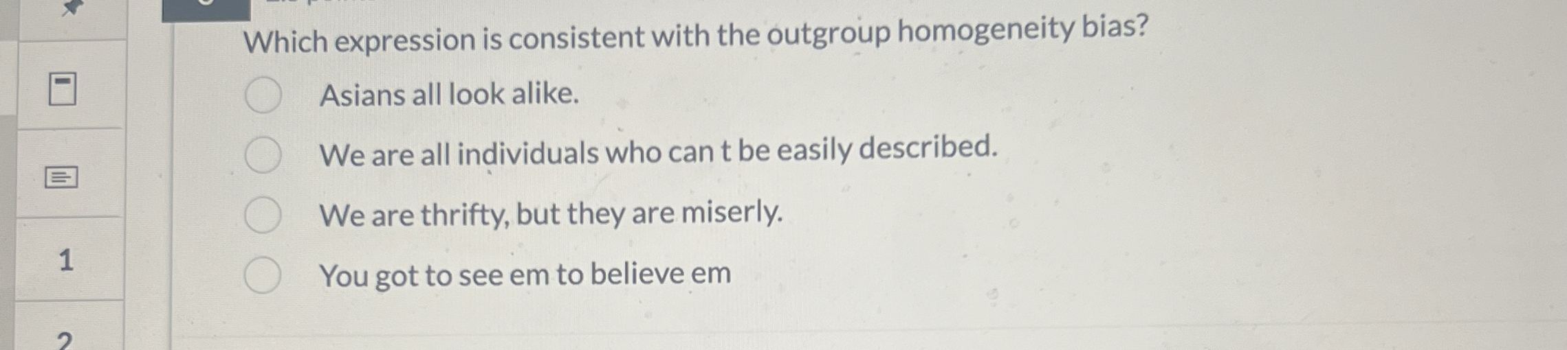 Solved Which expression is consistent with the outgroup | Chegg.com