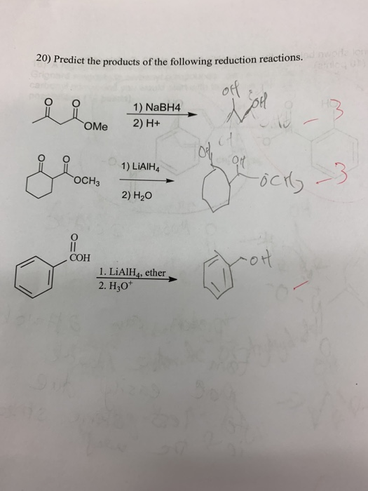 Solved ons " Predict the products of the following reduction | Chegg.com