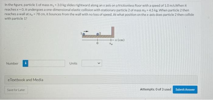 Solved In the figure, particle 1 of mass m2 = 3.0 kg slides | Chegg.com