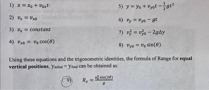 Solved If initial velocity, V0, is known; initial angle θ0 | Chegg.com