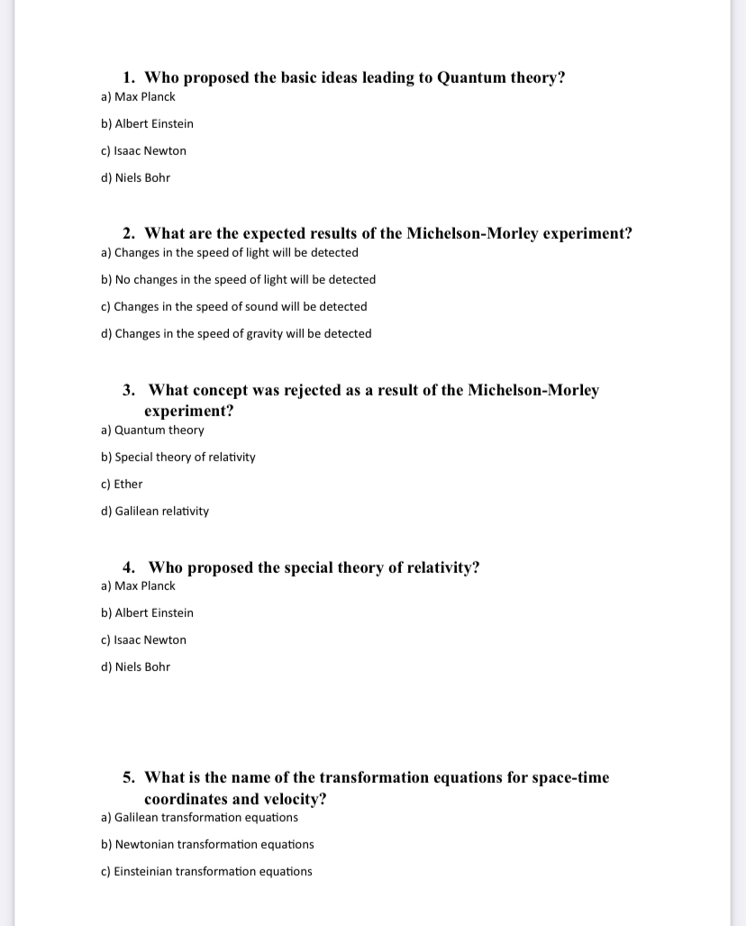 Solved Who proposed the basic ideas leading to Quantum | Chegg.com