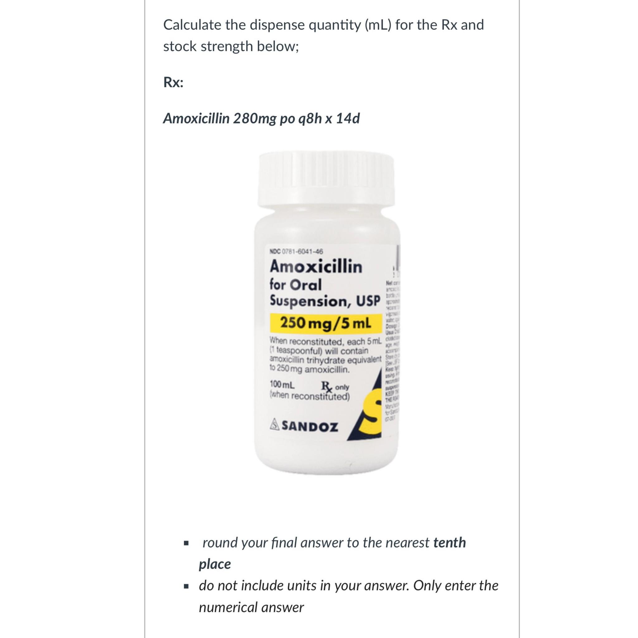 Solved Calculate the dispense quantity (mL) ﻿for the Rx ﻿and | Chegg.com