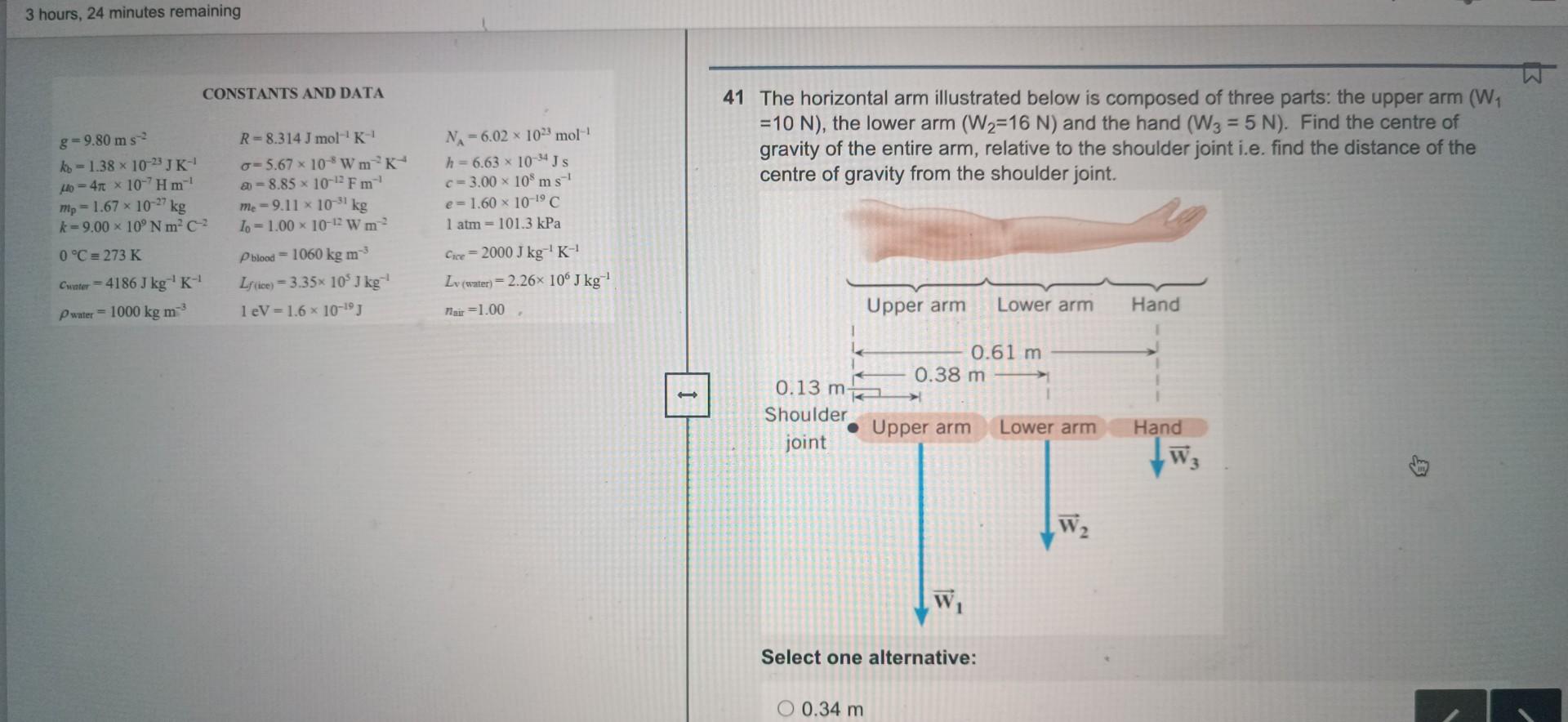 Solved 41 The horizontal arm illustrated below is composed | Chegg.com