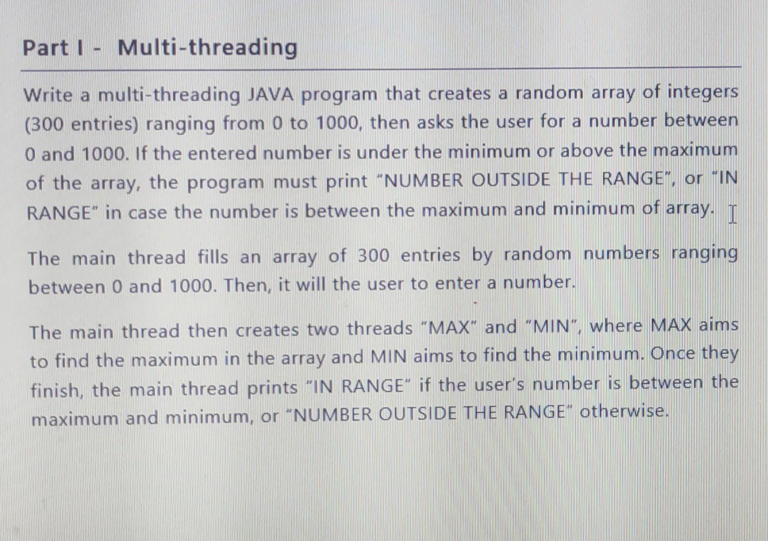 Solved Part 1 Multi Threading Write A Multi Threading Java Chegg