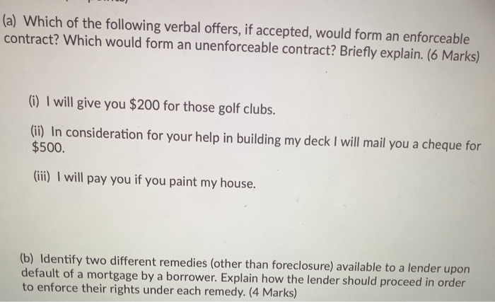 (a) Which of the following verbal offers, if | Chegg.com