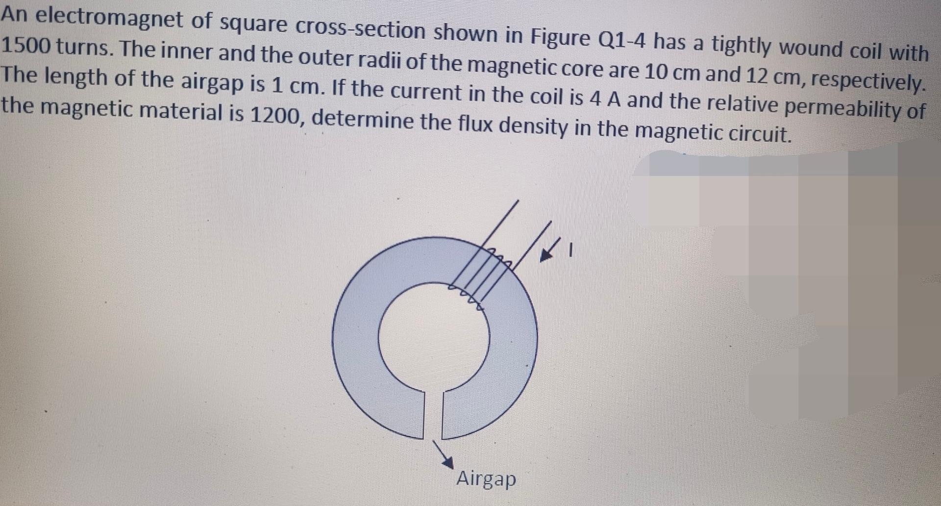 Solved An Electromagnet Of Square Cross Section Shown In