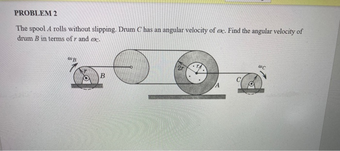 Solved PROBLEM 2 The spool A rolls without slipping. Drum C | Chegg.com