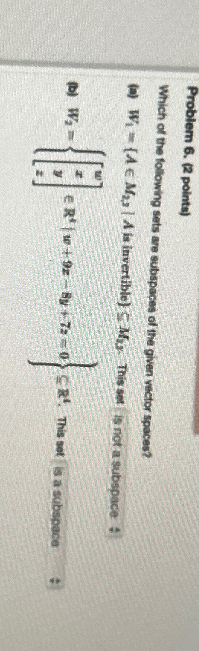 Solved Problem 6. (2 ﻿points)Which of the following sets are | Chegg.com