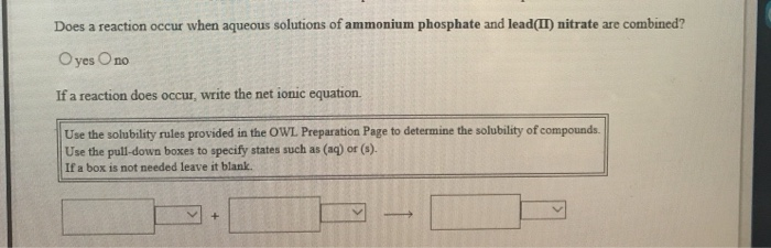 Solved Does a reaction occur when aqueous solutions of | Chegg.com