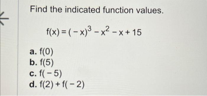 Solved Find the indicated function values. | Chegg.com