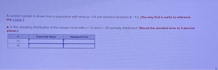 Solved A random sample is drawn from a population with mean | Chegg.com