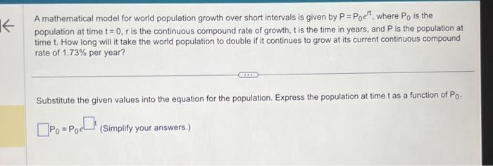Solved A mathematical model for world population growth over | Chegg.com