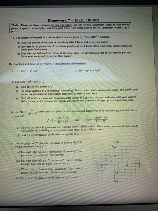 Solved Homework 7 - Math 161-003 Note: Please do these | Chegg.com