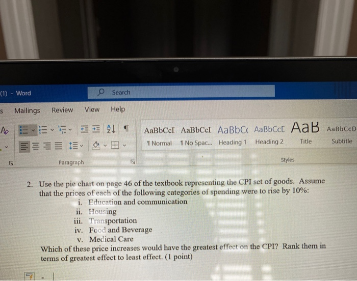 Solved 1) - Word O Search $ Mailings Review View Help A 21 | Chegg.com