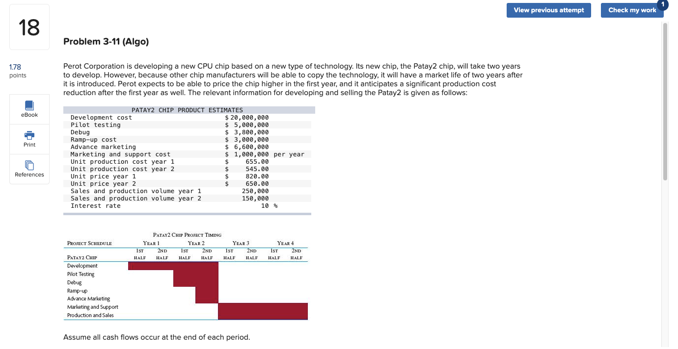 Solved Problem 3-11 (Algo)Perot Corporation is developing a | Chegg.com