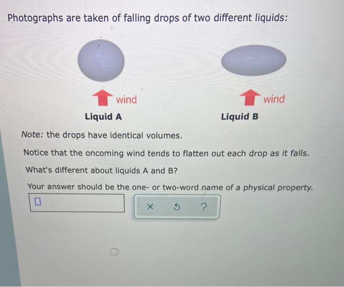 Solved Photographs are taken of falling drops of two | Chegg.com