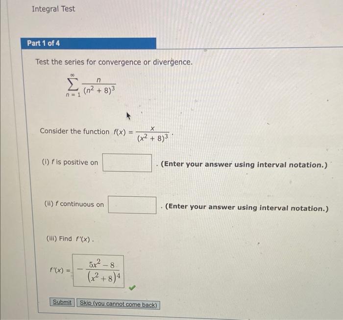 Solved Test The Series For Convergence Or Divergence