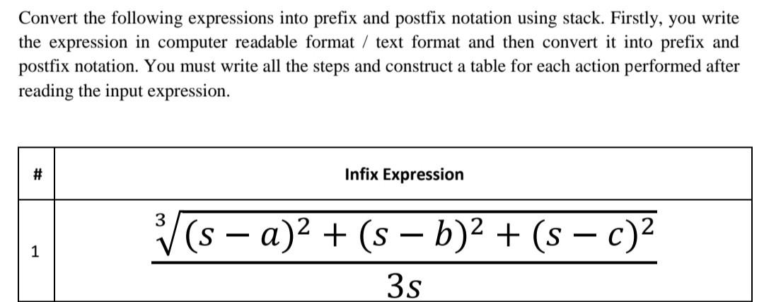Solved Convert the following expressions into prefix and | Chegg.com