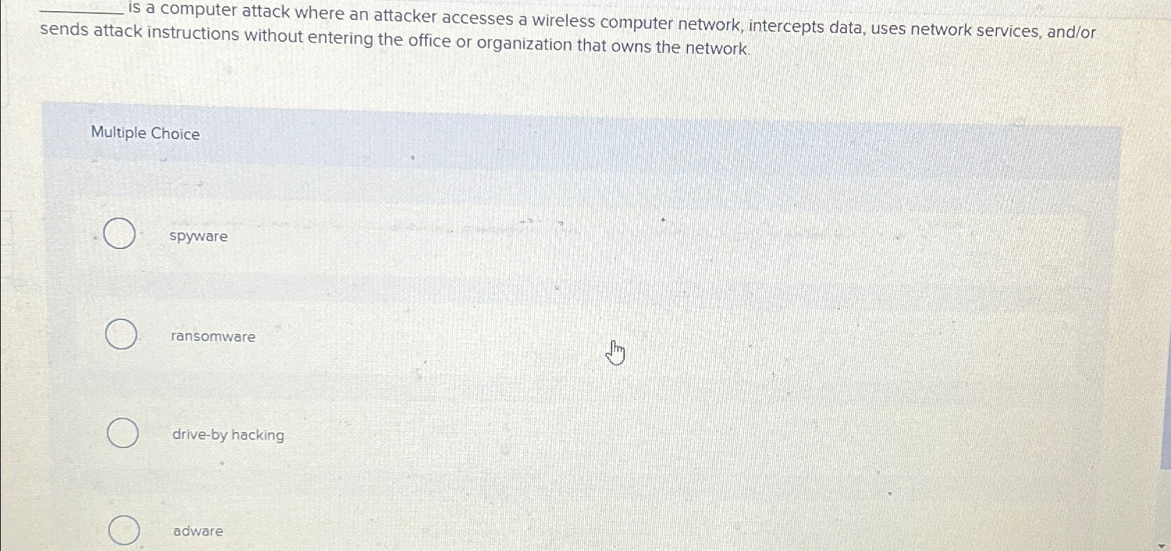 Solved is a computer attack where an attacker accesses a | Chegg.com