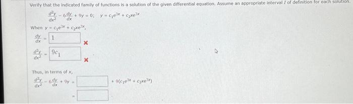 Solved Verify that the indicated family of functions is a | Chegg.com