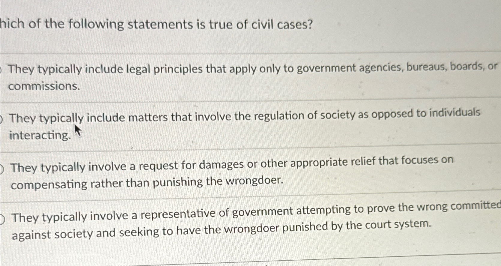 Solved hich of the following statements is true of civil | Chegg.com