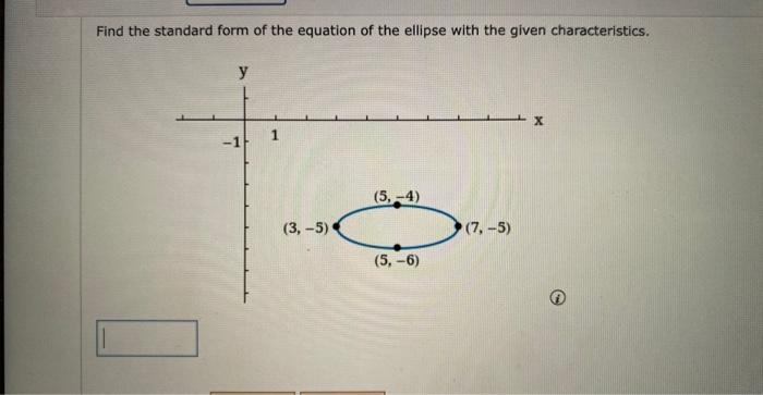 Solved Find the standard form of the equation of the ellipse | Chegg.com