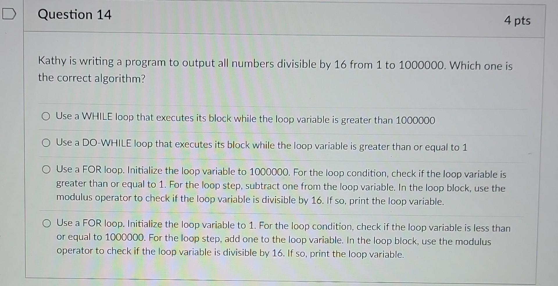 Solved Kathy is writing a program to output all numbers | Chegg.com