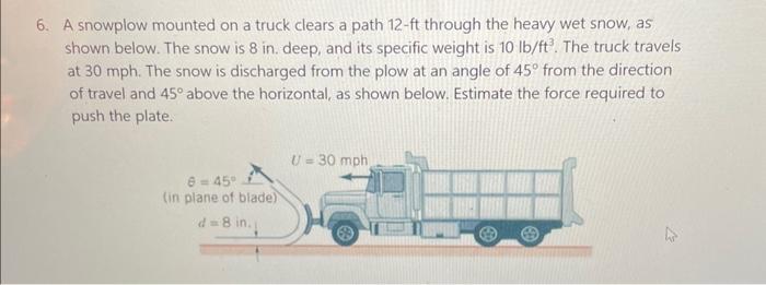 Solved 6. A snowplow mounted on a truck clears a path 12 - | Chegg.com