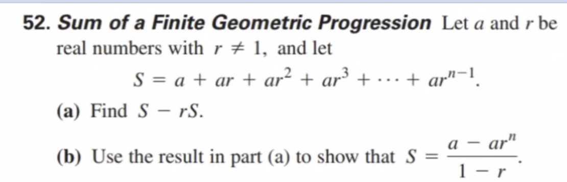 Solved Sum of a Convergent Geometric Series Exercise 52 | Chegg.com