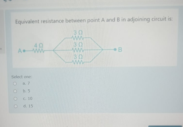 Solved Equivalent resistance between point A and B ﻿in | Chegg.com
