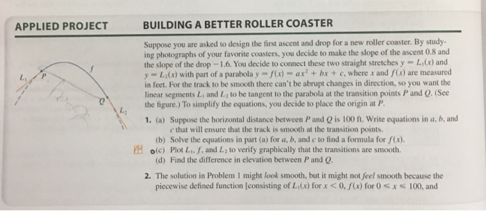 Solved BUILDING A BETTER ROLLER COASTER APPLIED PROJECT | Chegg.com