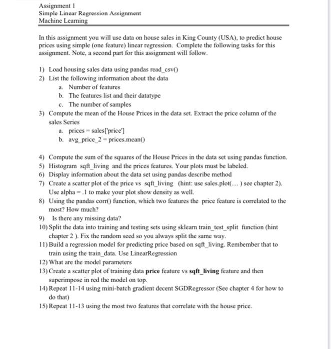 Solved Assignment 1 Simple Linear Regression Assignment