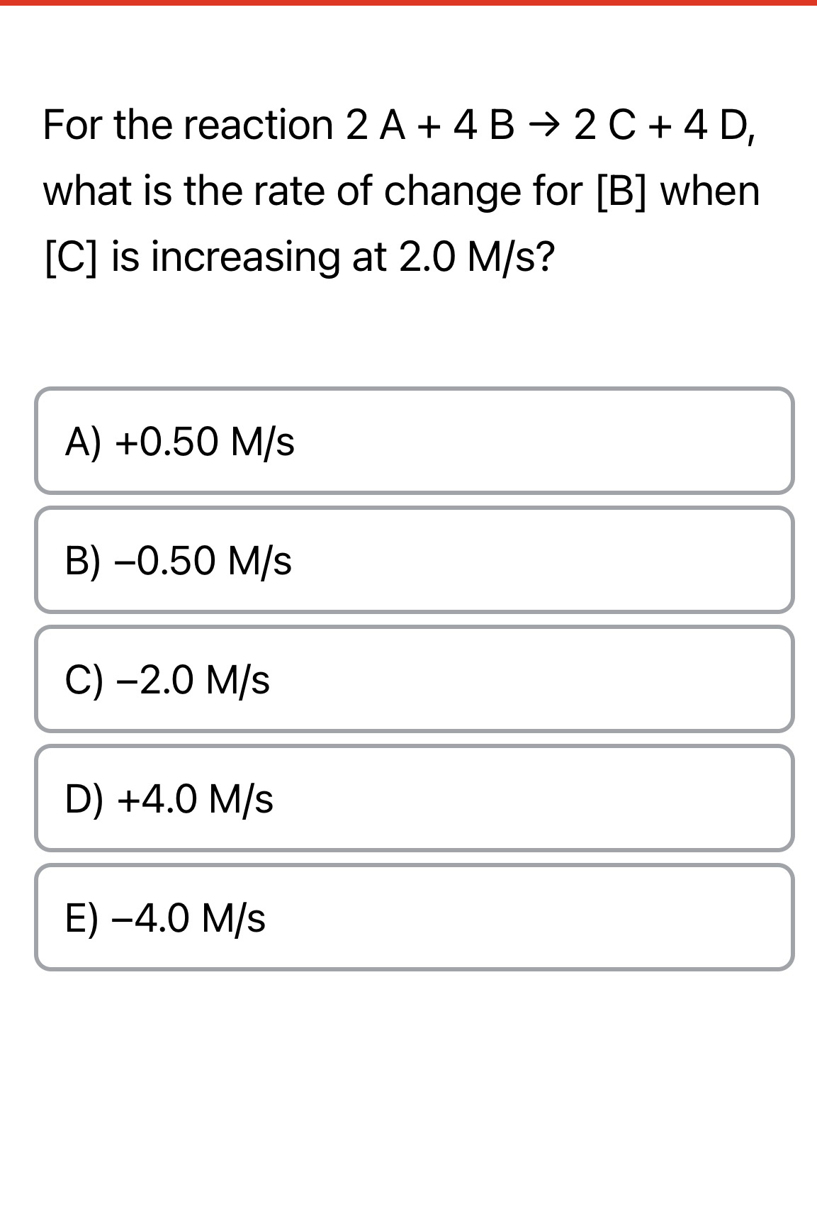 Solved For the reaction 2A+4B→2C+4D, ﻿what is the rate of | Chegg.com