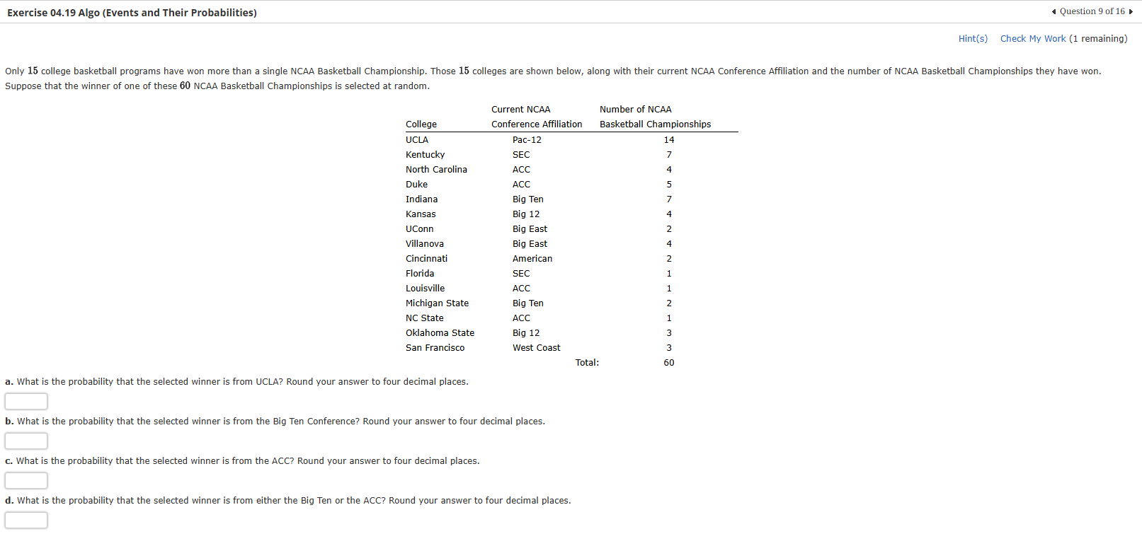 Solved Exercise 04.19 ﻿Algo (Events and Their | Chegg.com