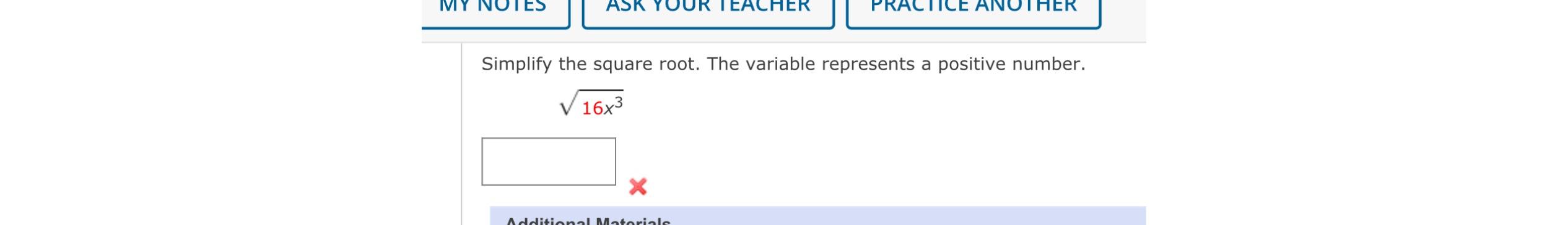 Solved Simplify the square root. The variable represents a | Chegg.com
