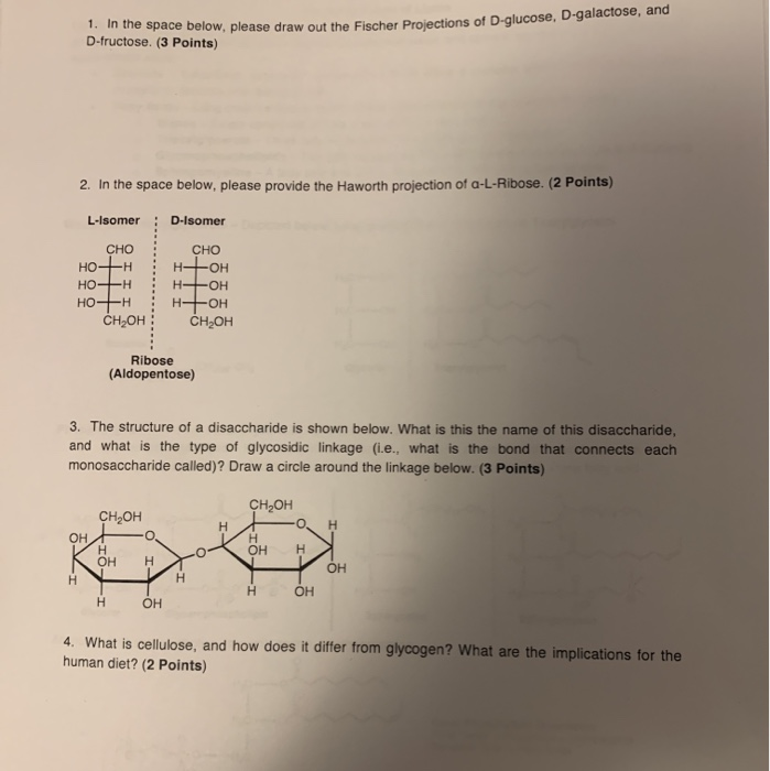 Solved 1. In the space below, please draw out the Fischer | Chegg.com