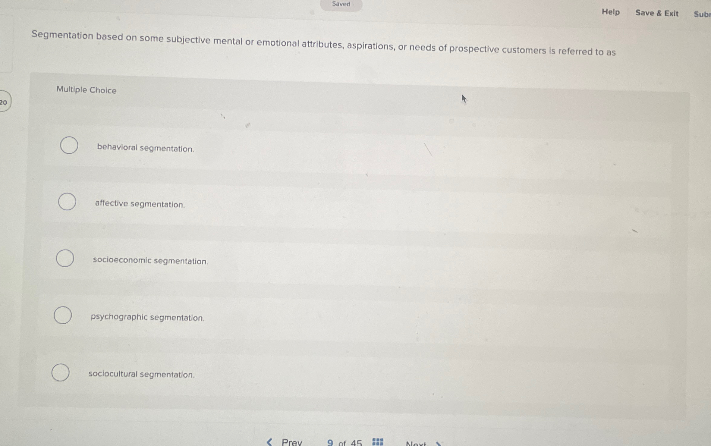 Solved SavedHelpSave & ExitSubrSegmentation based on some | Chegg.com