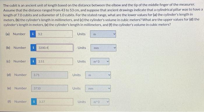 Solved The cubit is an ancient unit of length based on the | Chegg.com