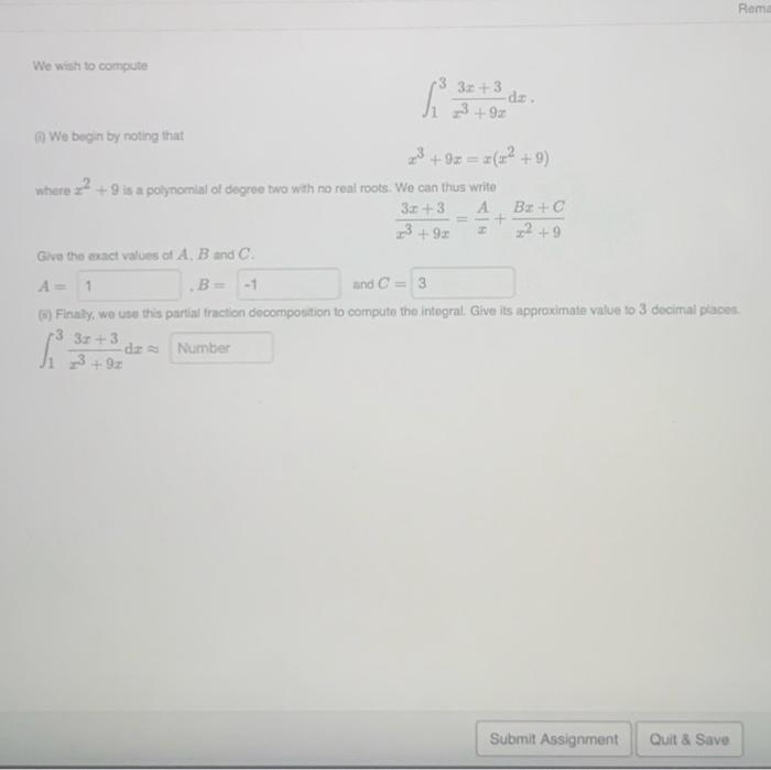 Solved We wish to compute We begin by noting that 3 3x +3 | Chegg.com