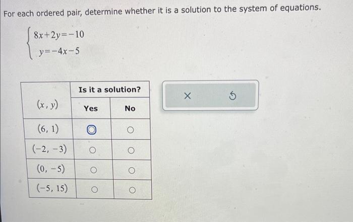Solved For each ordered pair, determine whether it is a | Chegg.com