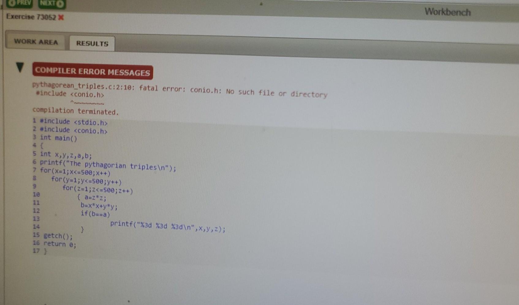 Solved Exercise 730520 WORK AREA RESULTS 4.27 (Pythagorean | Chegg.com
