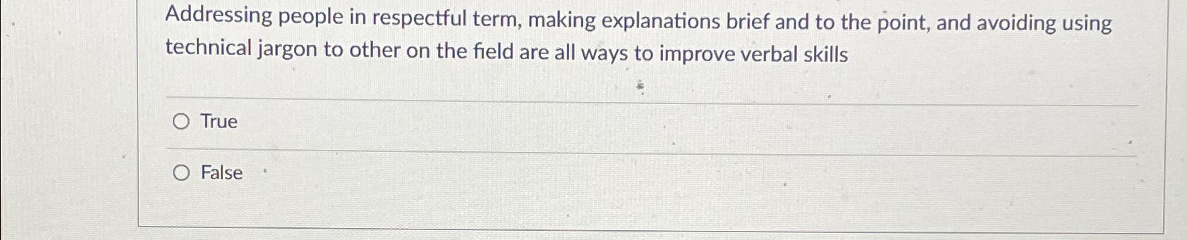 Solved Addressing people in respectful term, making | Chegg.com